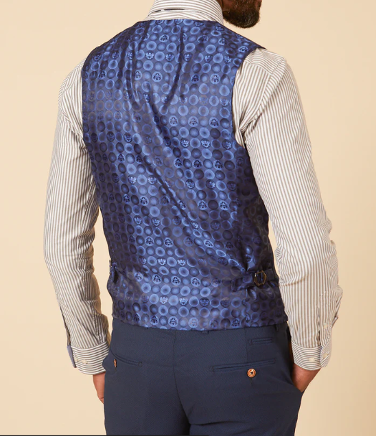 Marc Darcy- Max Royal Blue Waistcoat With Contrast Buttons – Kingsley ...