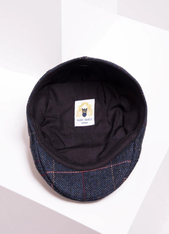 Marc Darcy- Eton Navy Blue Check Tweed Flat Cap – Kingsley Menswear